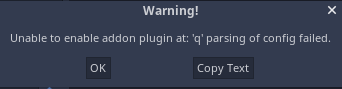 `Parsing the config failed` warning popup when creating a plugin with `Activate now` enabled ...
