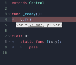 Function signature hint tooltip doesn't work when calling another ...