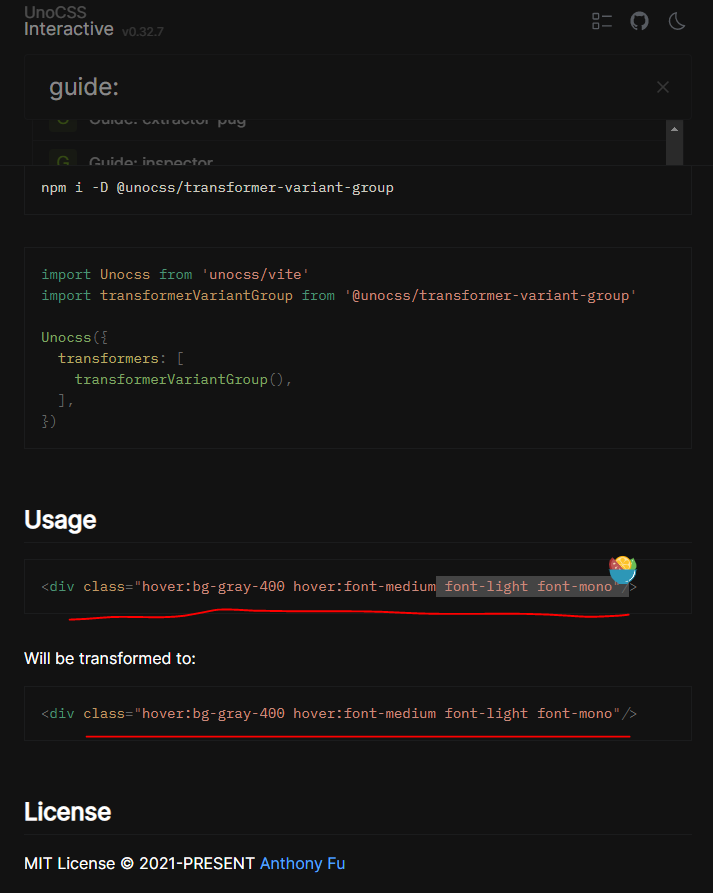 [interactive] the transformer-variant-group guide has error · Issue #922 · unocss/unocss · GitHub