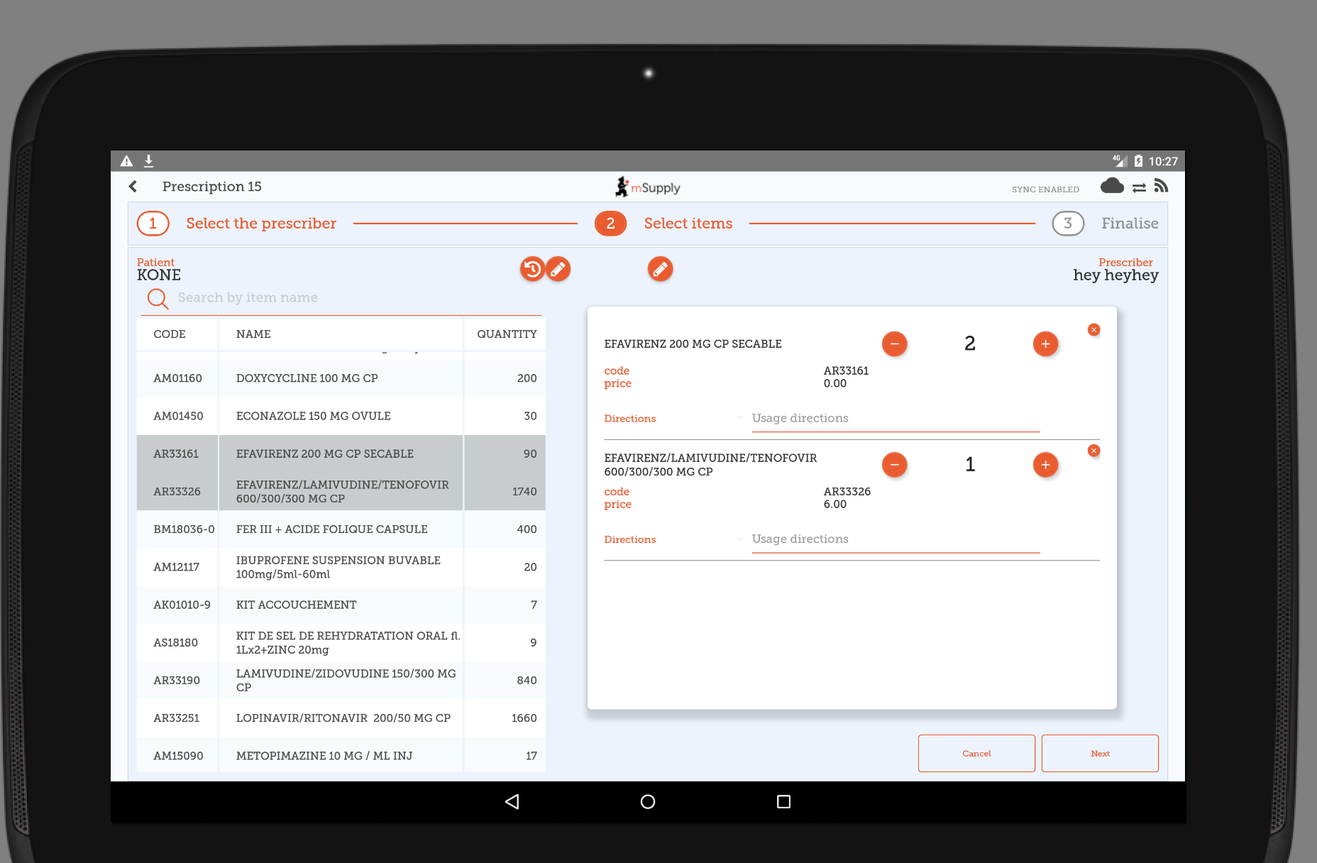 Item price missing on the card of the 2nd to create Prescription ...
