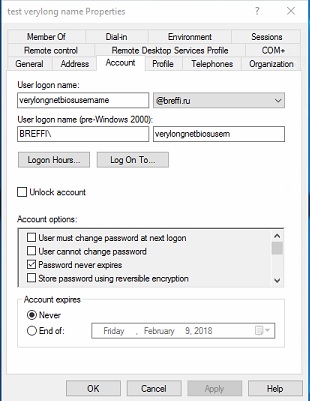 User Manager with authad use SAMAccountName (netbios pre-Windows 2000 name) instead of UPN ...