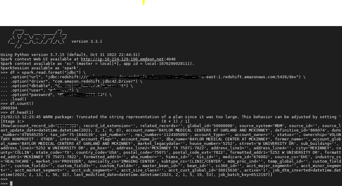 Accessing AWS Redshift External Tables using Spark Dataframe and applying Expectations · Issue ...