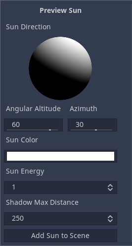 Allow setting the preview sun angle with angular altitude and azimuth ...