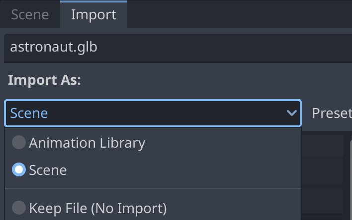 Allow importing a 3D model file as a mesh resource (or material/etc) instead of a scene · Issue ...