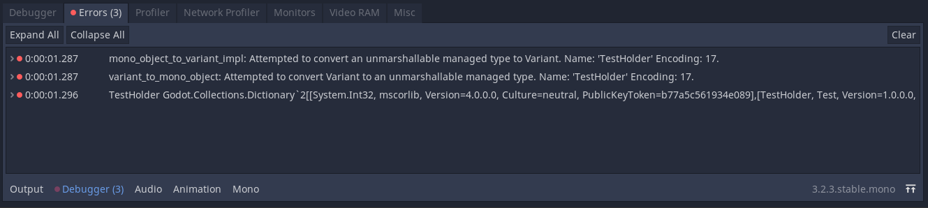 C# Unable to write to Dictionary, prints error · Issue #22387 · godotengine/godot · GitHub