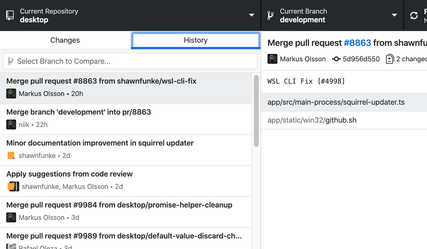 Show Check Status at a Commit Level in History · Issue #10014 · desktop/desktop · GitHub