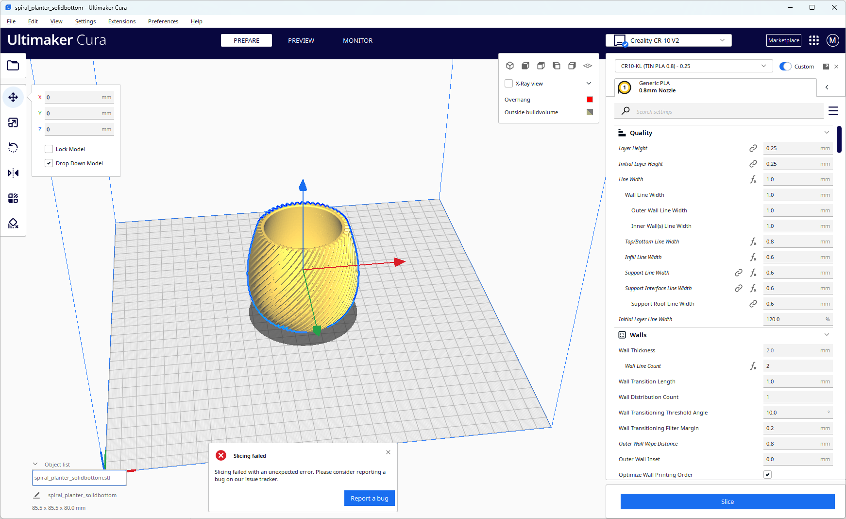 Slicing Failed Unexpected Error · Issue 13795 · Ultimakercura · Github