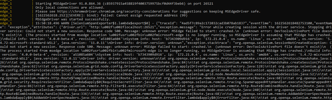 Grid 4 Error While Creating Session With The Driver Service Stopping Driver Service Could Not