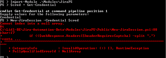 Cannot Index Into A Null Array When Running New Jirasession · Issue 184 · Atlassianpsjiraps