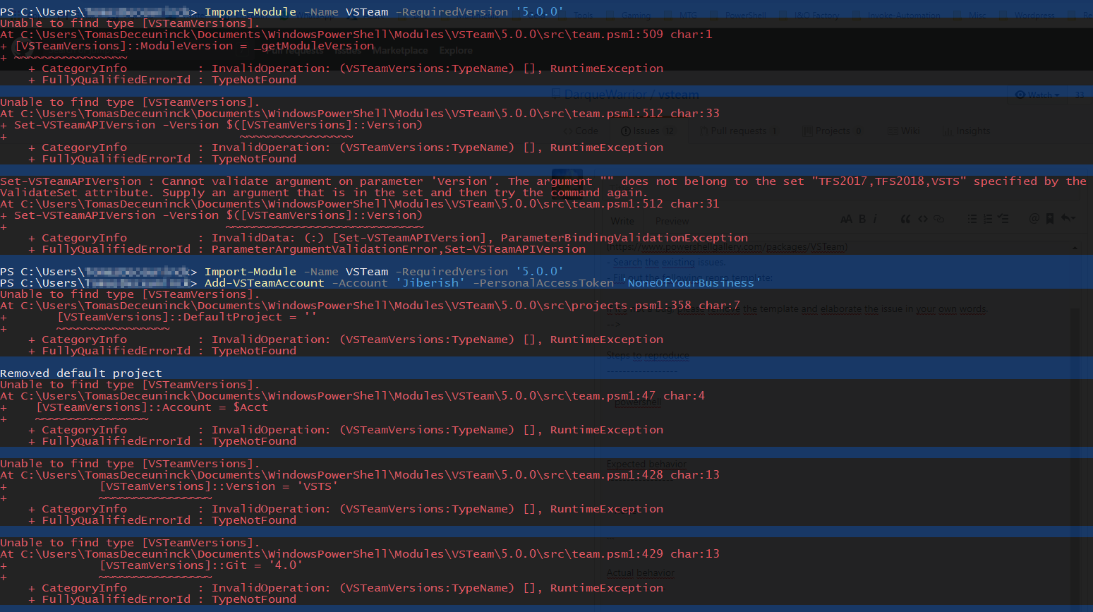 Import-Module VSTeam -RequiredVersion ' ' fails · Issue #127 · MethodsAndPractices/vsteam · GitHub