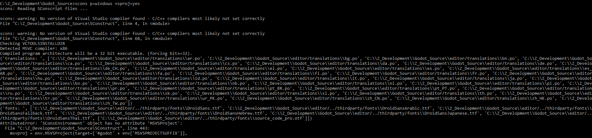 Fail to generate MSVS project for VS2017 · Issue #10084 · godotengine/godot · GitHub