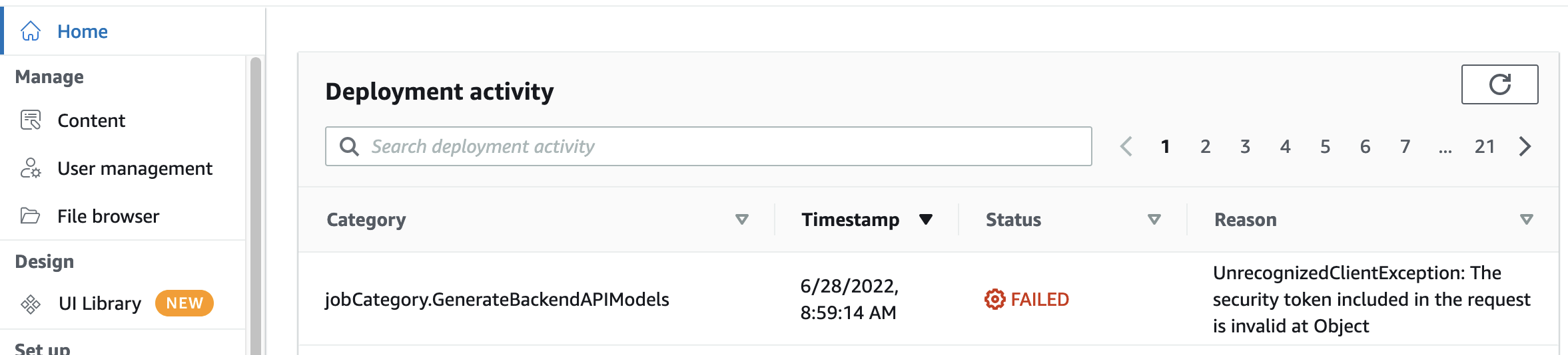UnrecognizedClientException: The security token included in the request is invalid at Object ...