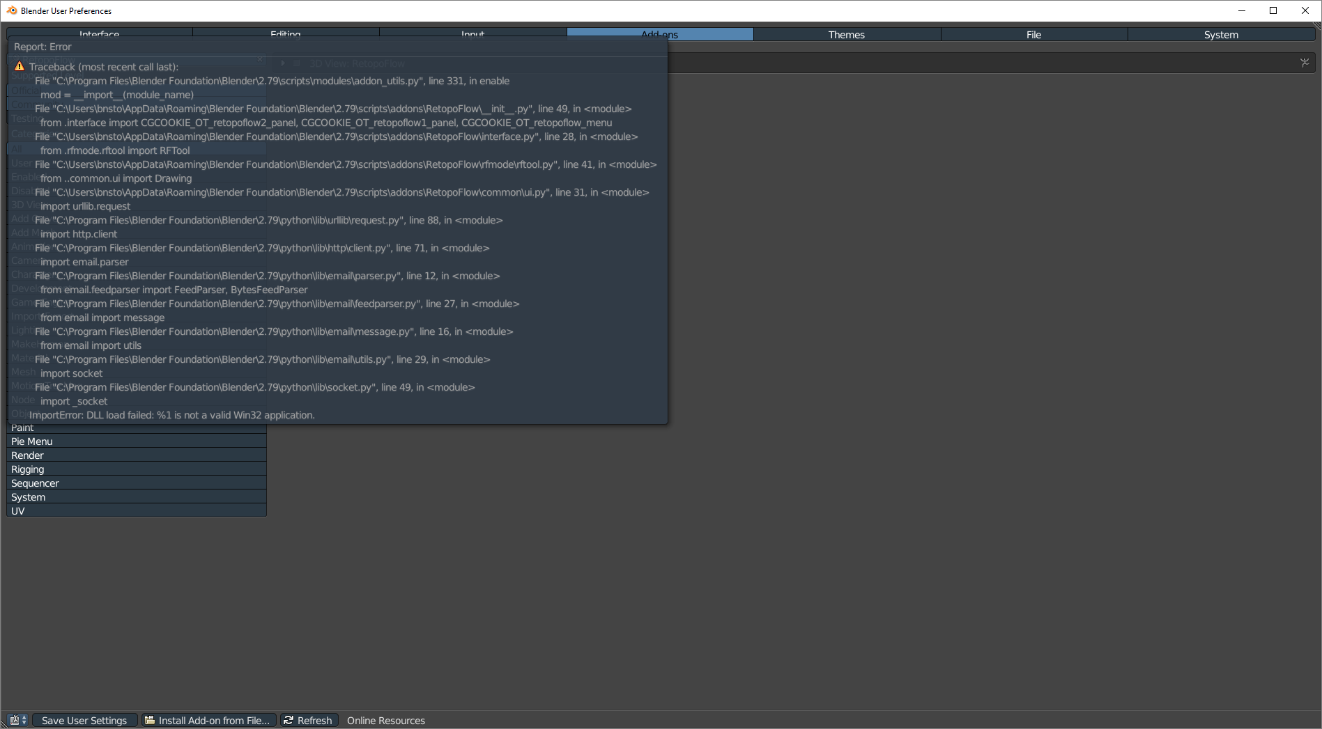 ImportError: %1 DLL load failed: is not a valid Win32 application · Issue #451 · CGCookie ...