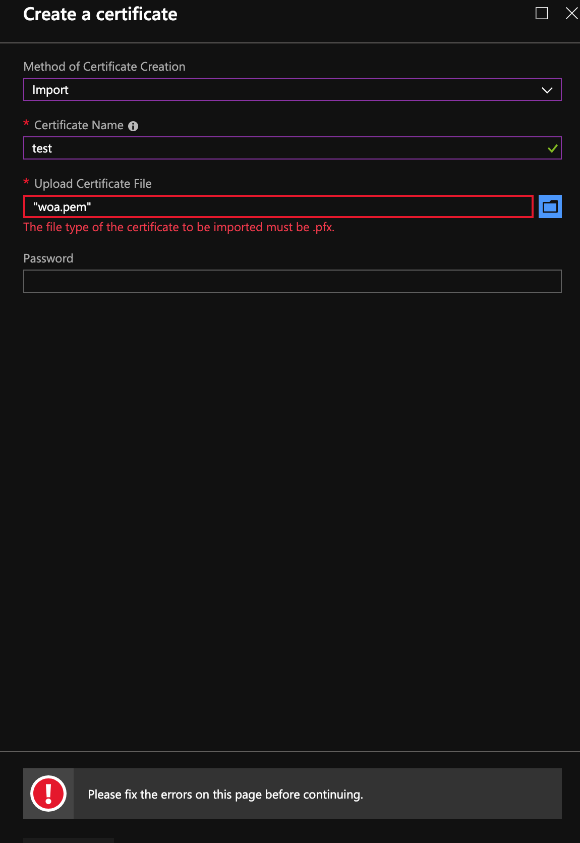 Az Keyvault Certificate Import Does Not Accept Pem Format · Issue 8099