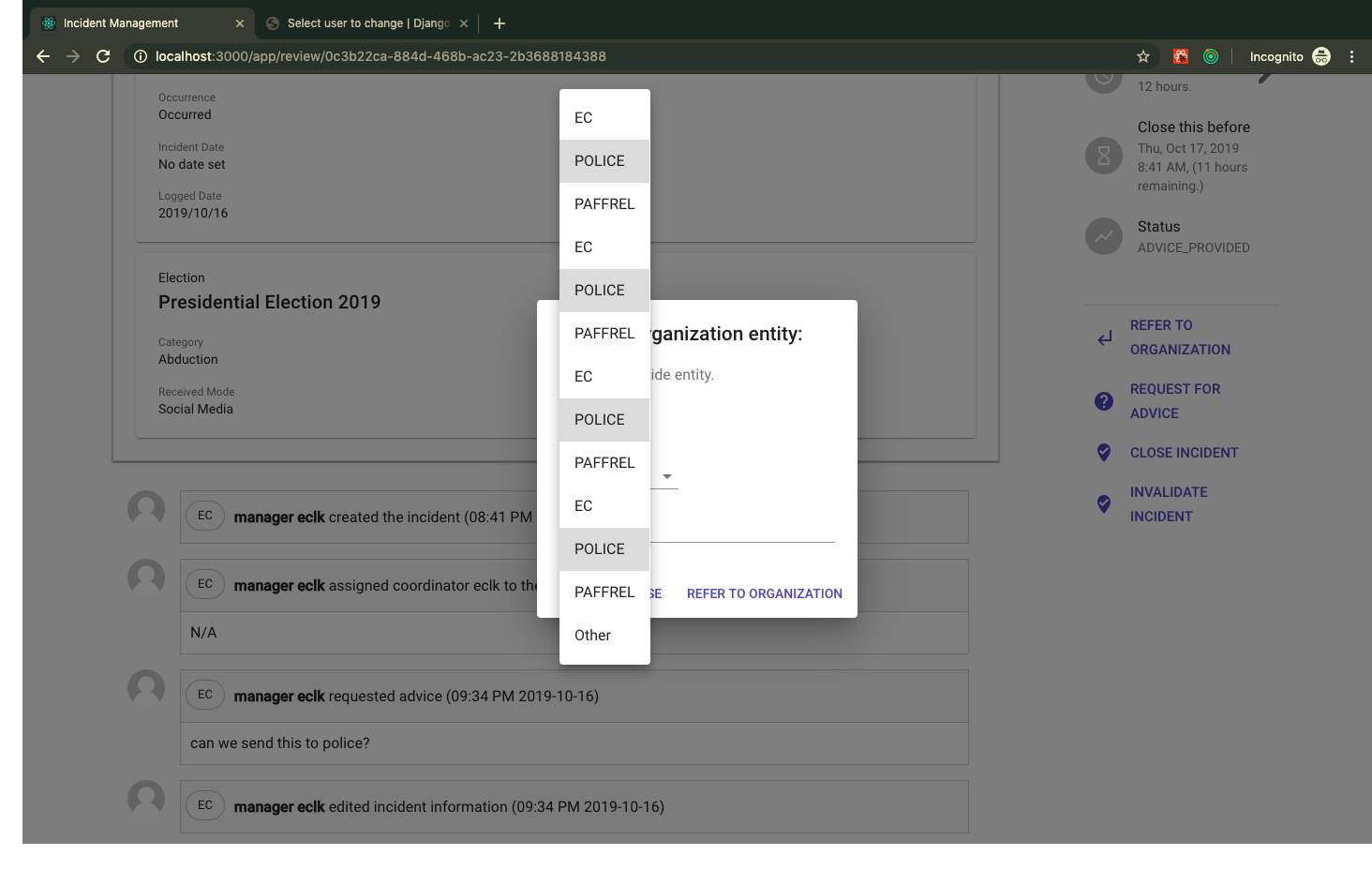 UI issue on 'refer to organization' modal · Issue #319 · ECLK ...