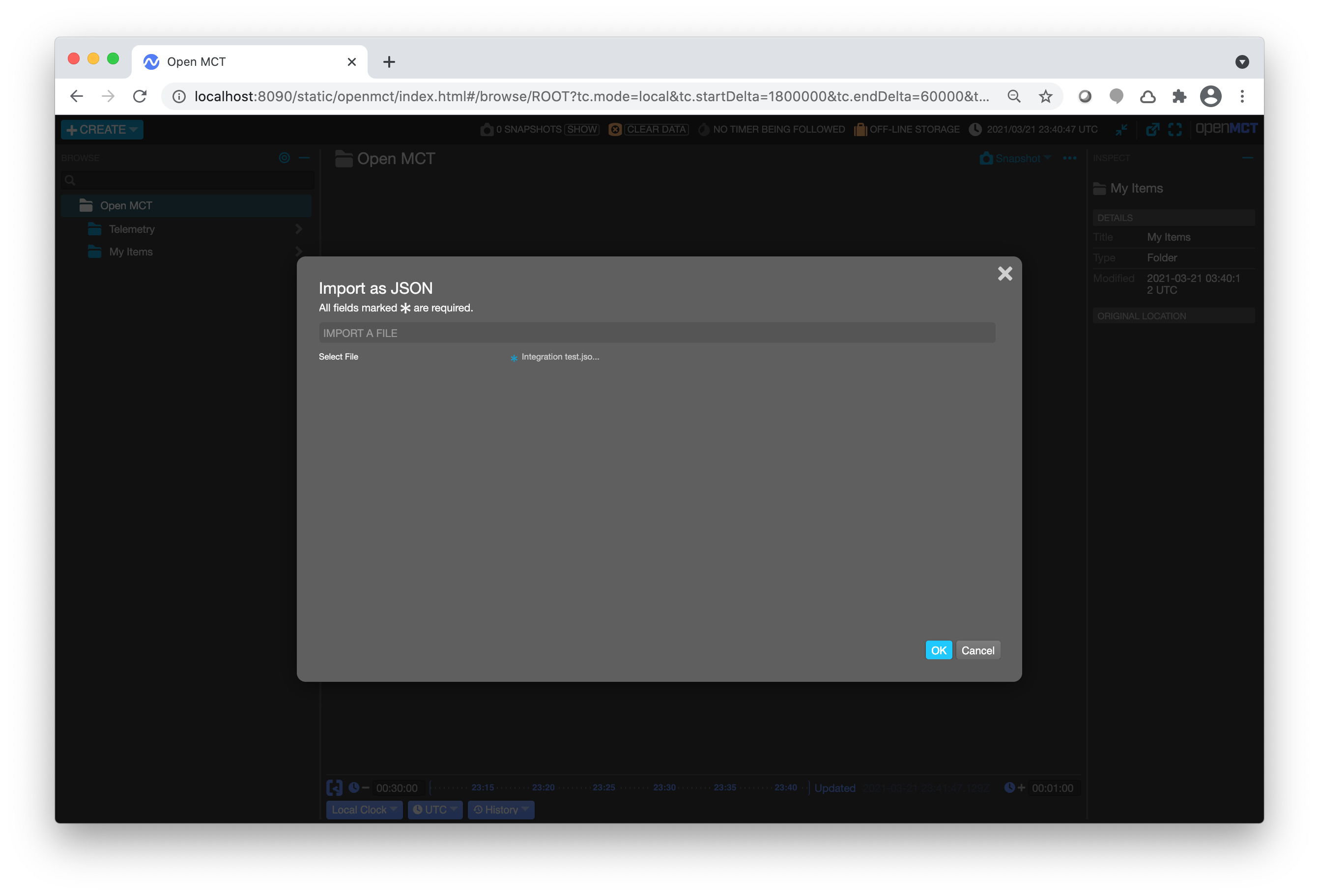 "Import as JSON" dialog is not intuitive · Issue #3761 · nasa/openmct · GitHub