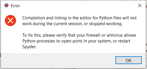 "Please verify that your firewall or antivirus allows Python processes ...