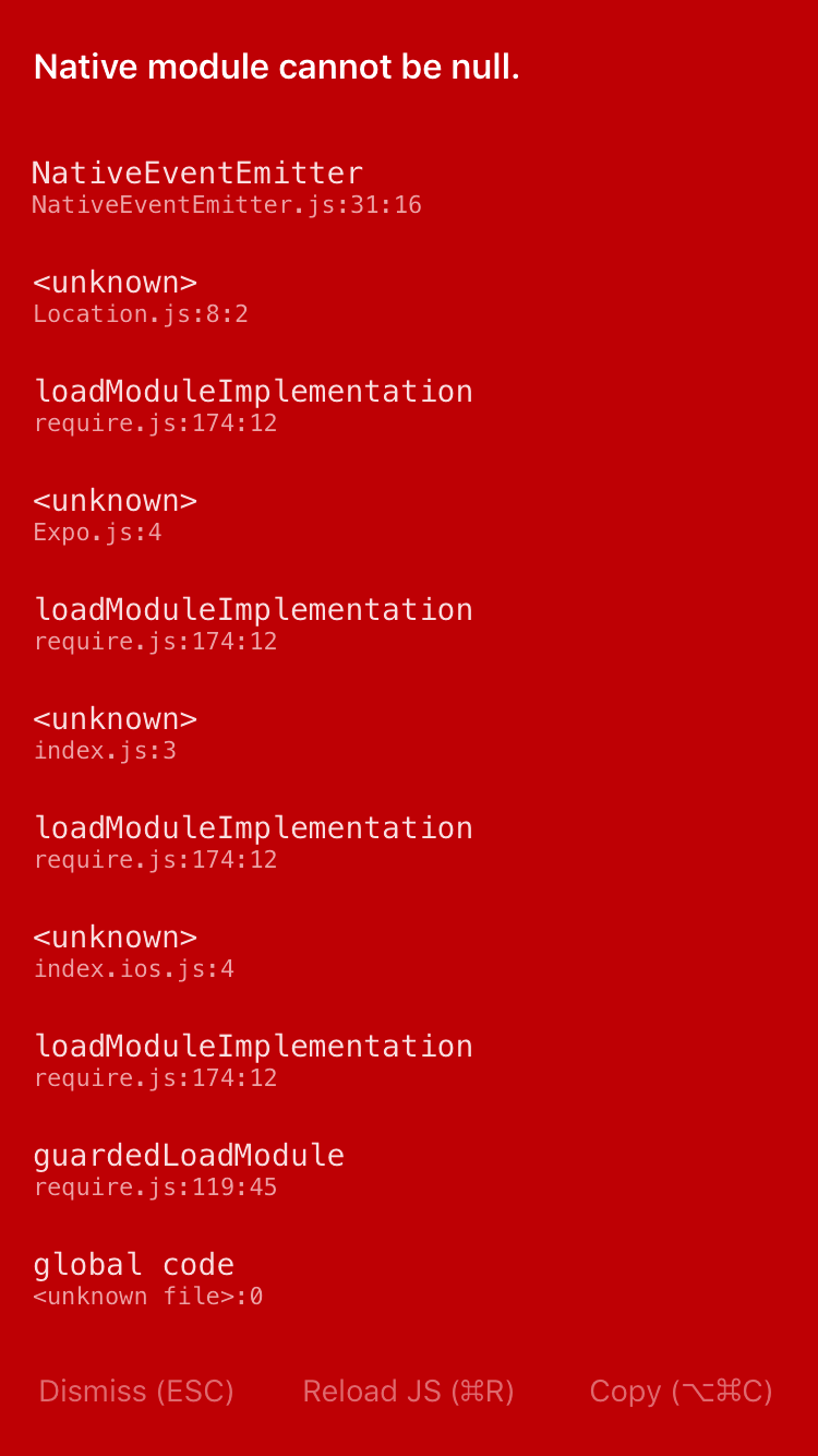 Native module cannot be null · Issue #593 · expo/expo · GitHub