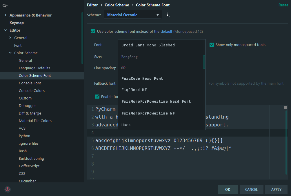 Display errors in pycharm 2018.3 · Issue #684 · tonsky/FiraCode · GitHub