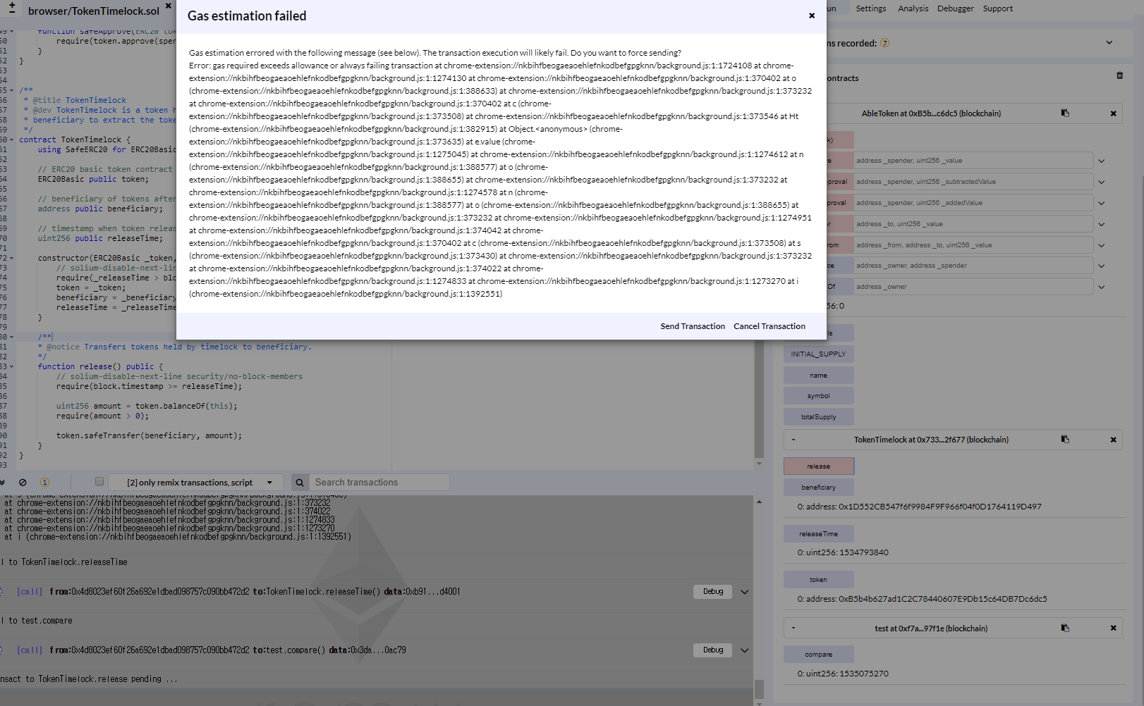 TokenTimelock is not working in rinkeby · Issue #1222 · OpenZeppelin/openzeppelin-contracts · GitHub