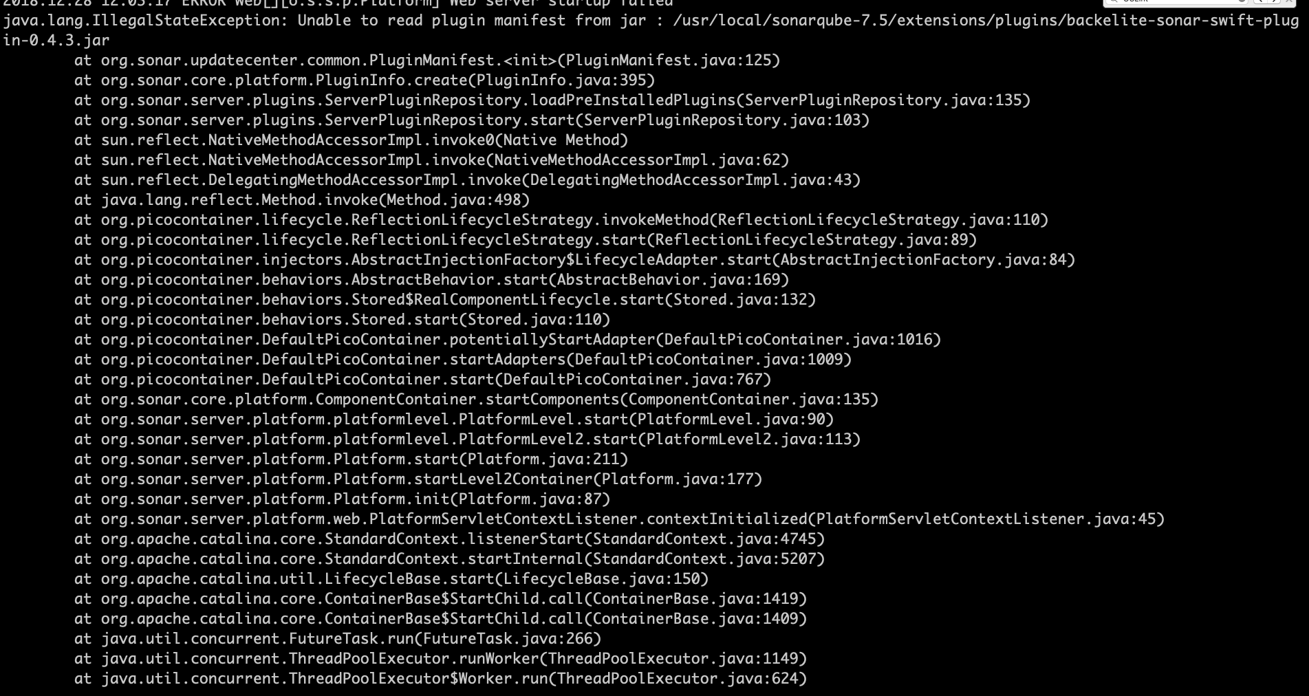 SonarQube 7.4 is not loading the plugin · Issue #186 · Idean/sonar-swift · GitHub