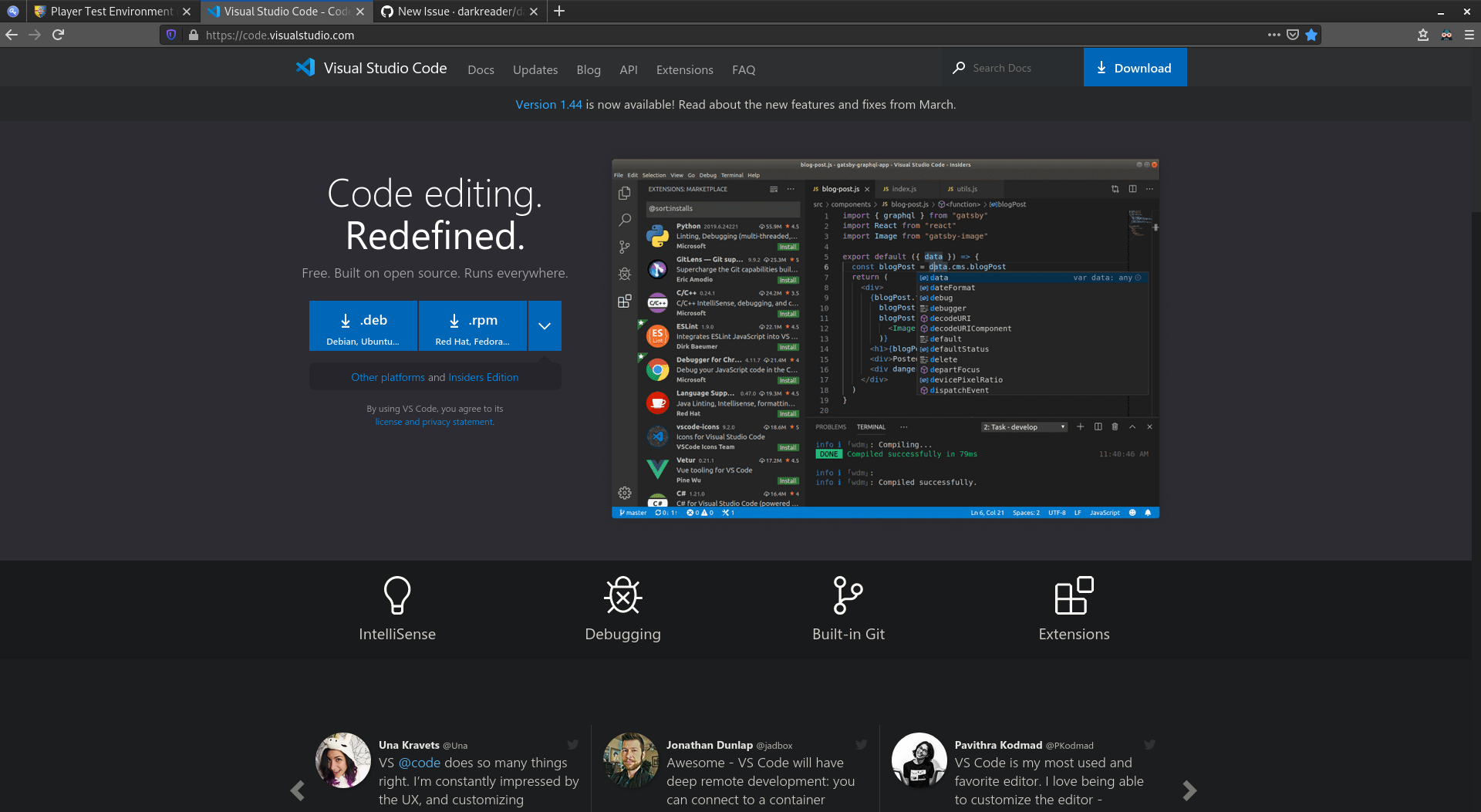 [Broken Website] Visual Studio Code · Issue #2353 · darkreader/darkreader · GitHub