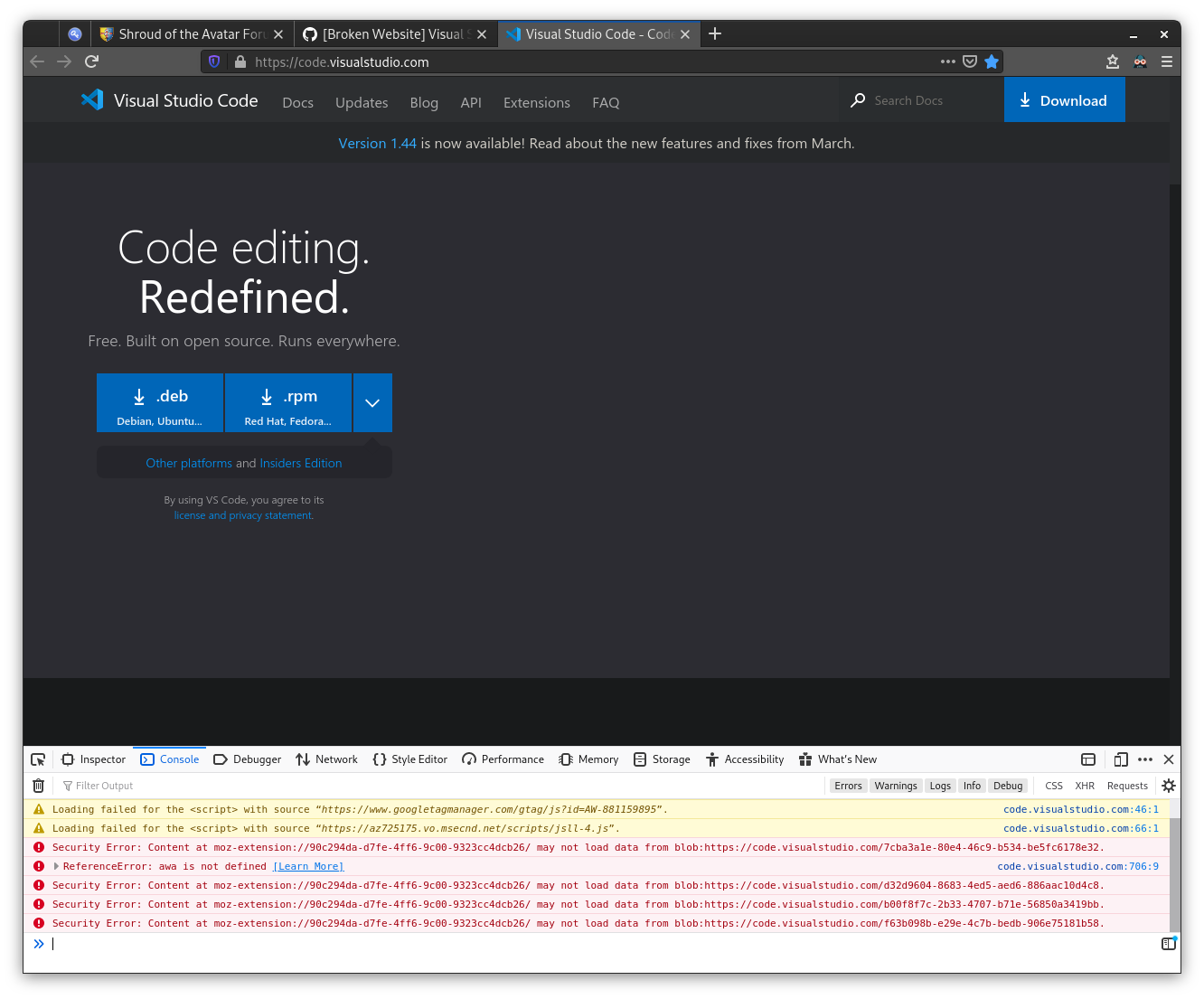 [Broken Website] Visual Studio Code · Issue #2353 · darkreader/darkreader · GitHub