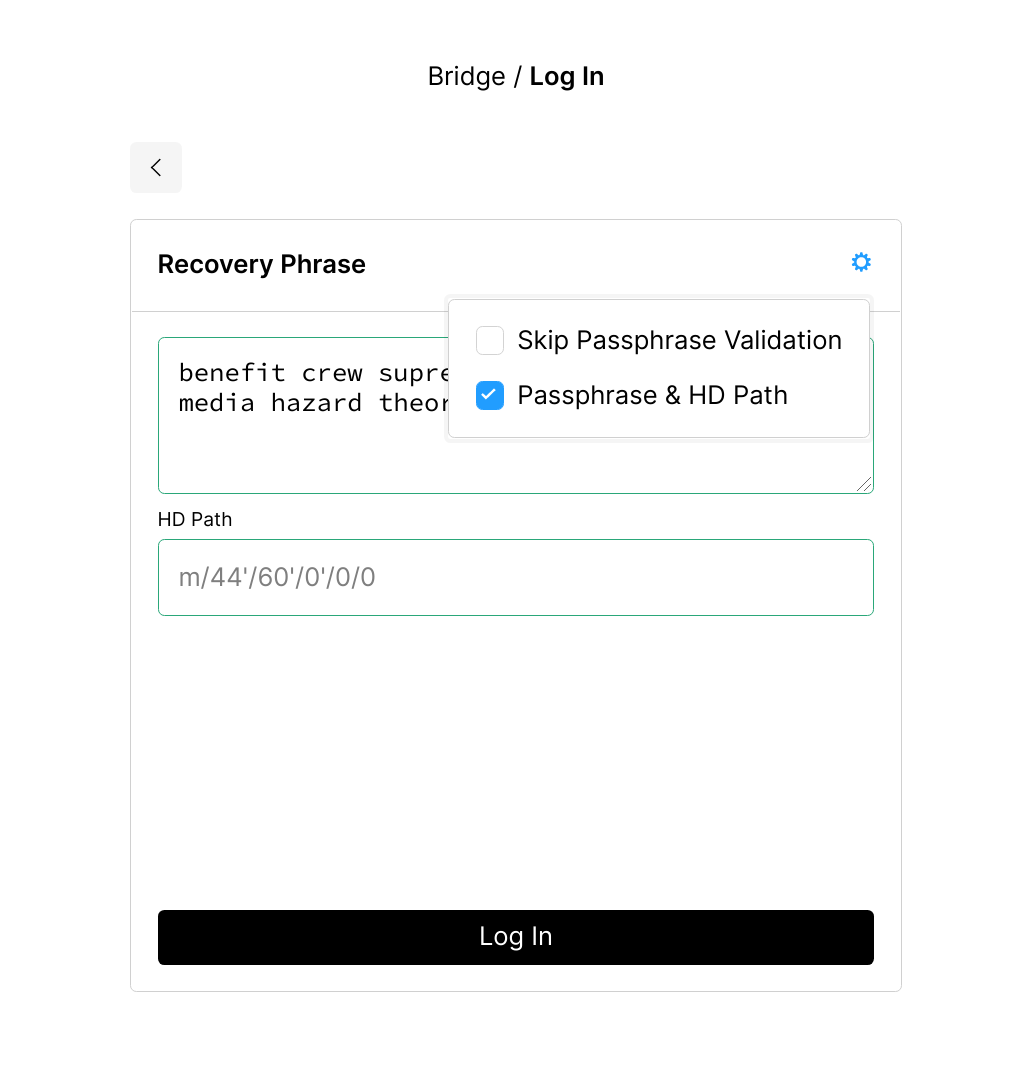 [login] Missing passphrase field in Recovery Phrase flow · Issue #819 · urbit/bridge · GitHub