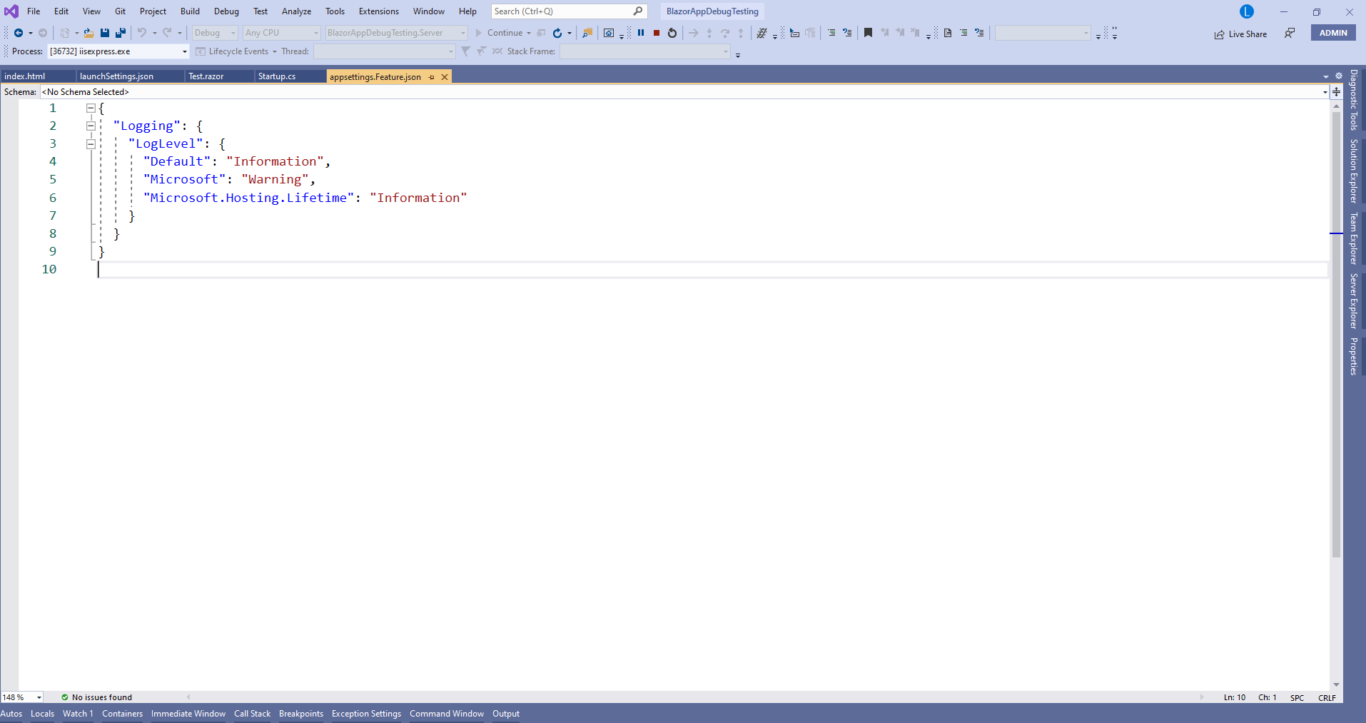 Iis Express Server For Hosted Blazor App Fails To Launch With Custom Environment Variable