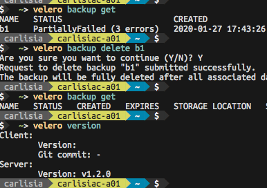Velero backup delete doesnt work for partially failed backup · Issue #2253 · vmware-tanzu/velero ...