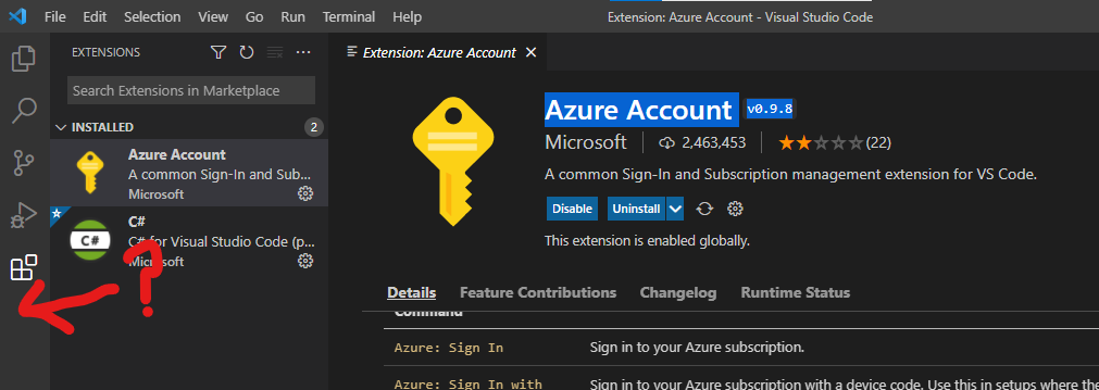 Azure Account menu/button does not display on the left. · Issue #307 ...