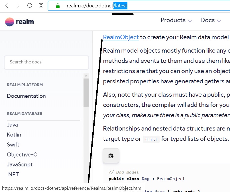 [Docs] Link to realm-dotnet is unconvenient · Issue #1948 · realm/realm-dotnet · GitHub