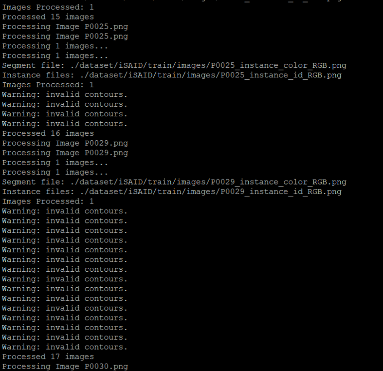 Got "Warning: invalid contours" while creating json annotation files using preprocess.py file ...