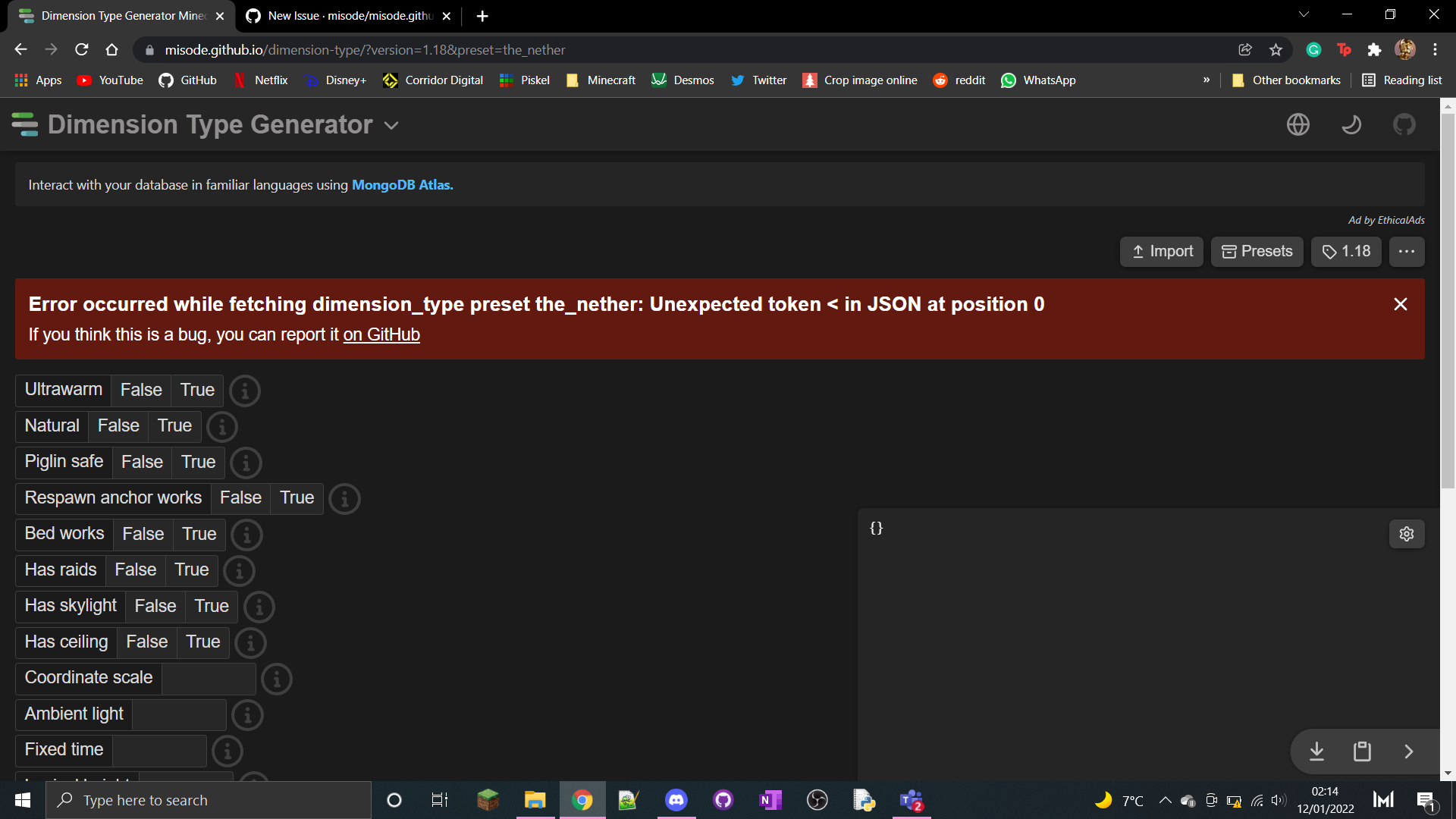 Bugginess and crash while loading preset · Issue #194 · misode/misode.github.io · GitHub