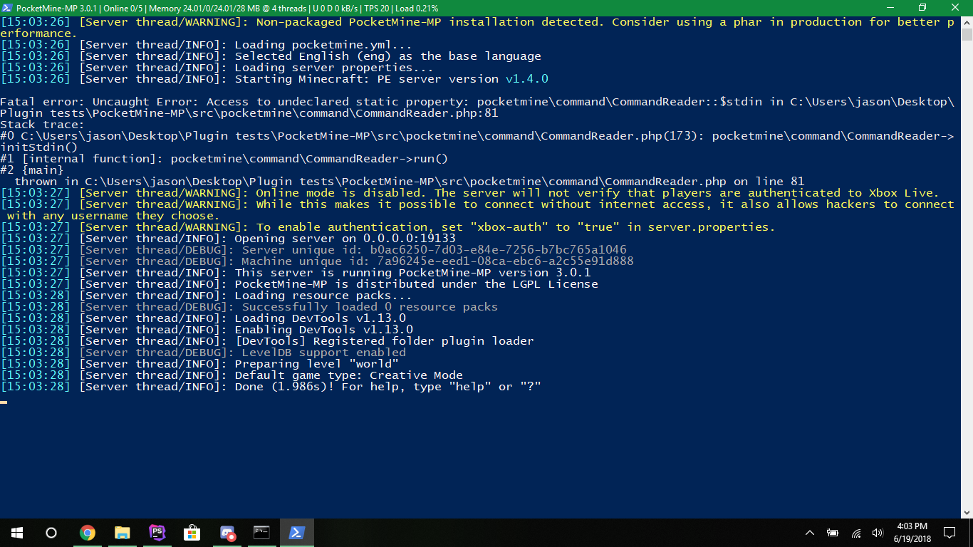 Restarting PocketMine causes the console to become unresponsive · Issue ...