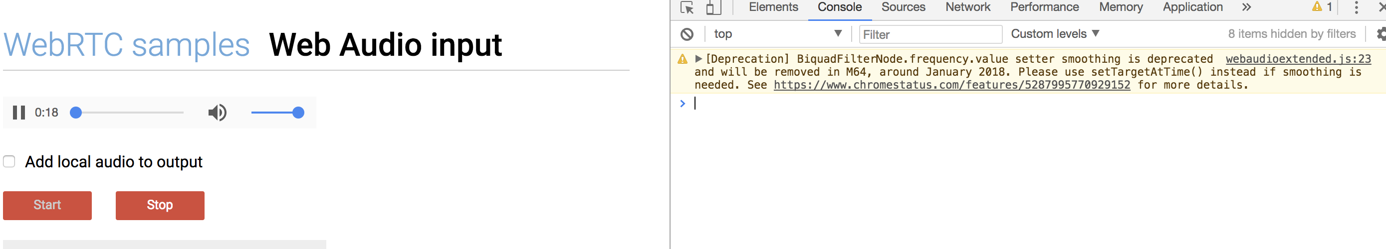 Cross Origin Iframe Warning At Webaudioextendedjs Webaudioinput Sample · Issue 983 · Webrtc