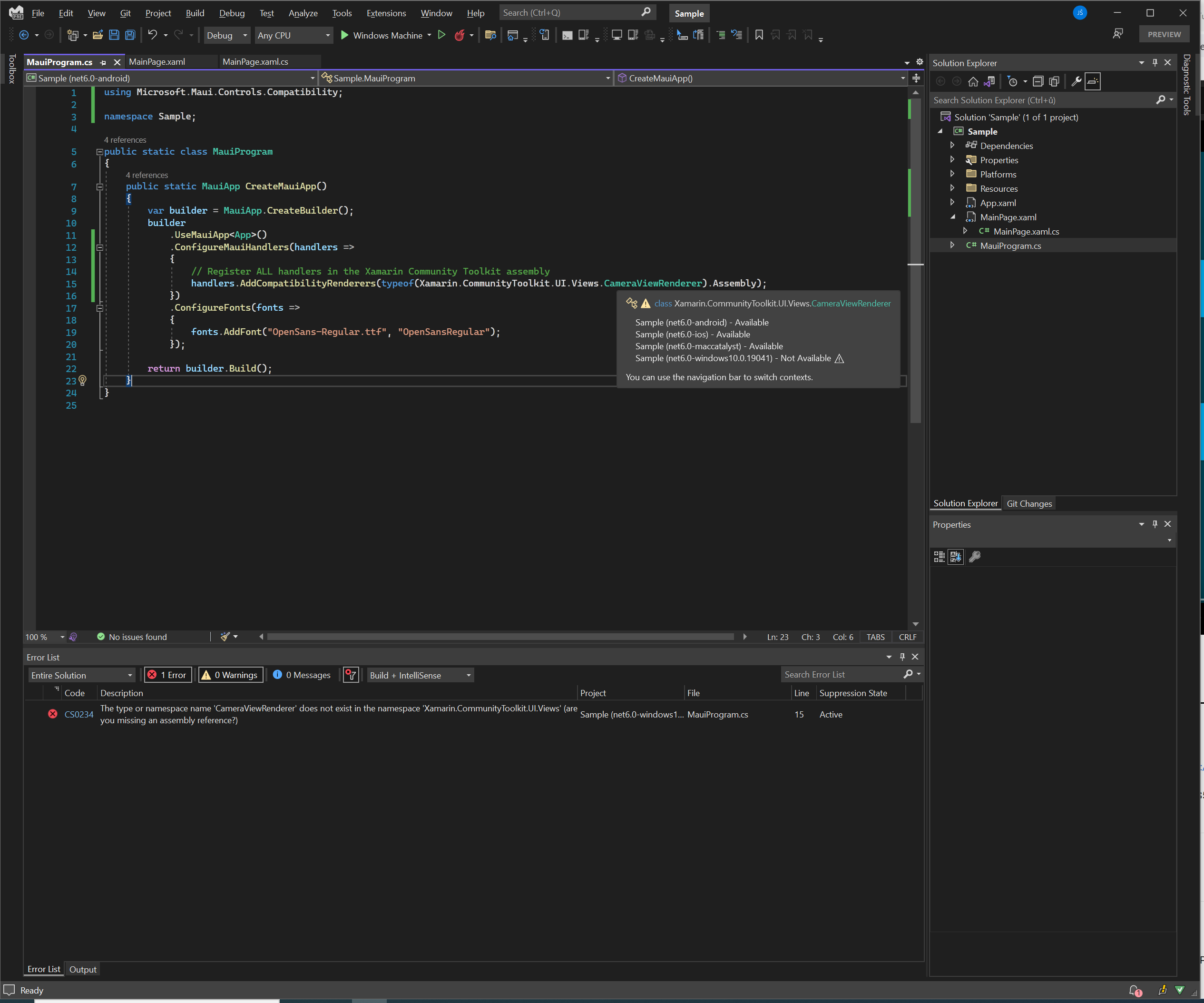 [Bug] CameraView not avaiable in UWP MauiCompat, even though the code is here · Issue #1837 ...