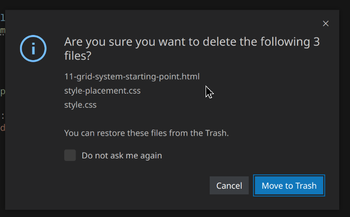 Attempting To Delete Multiple Files In VS Code Explorer After Deselecting A Single File From 
