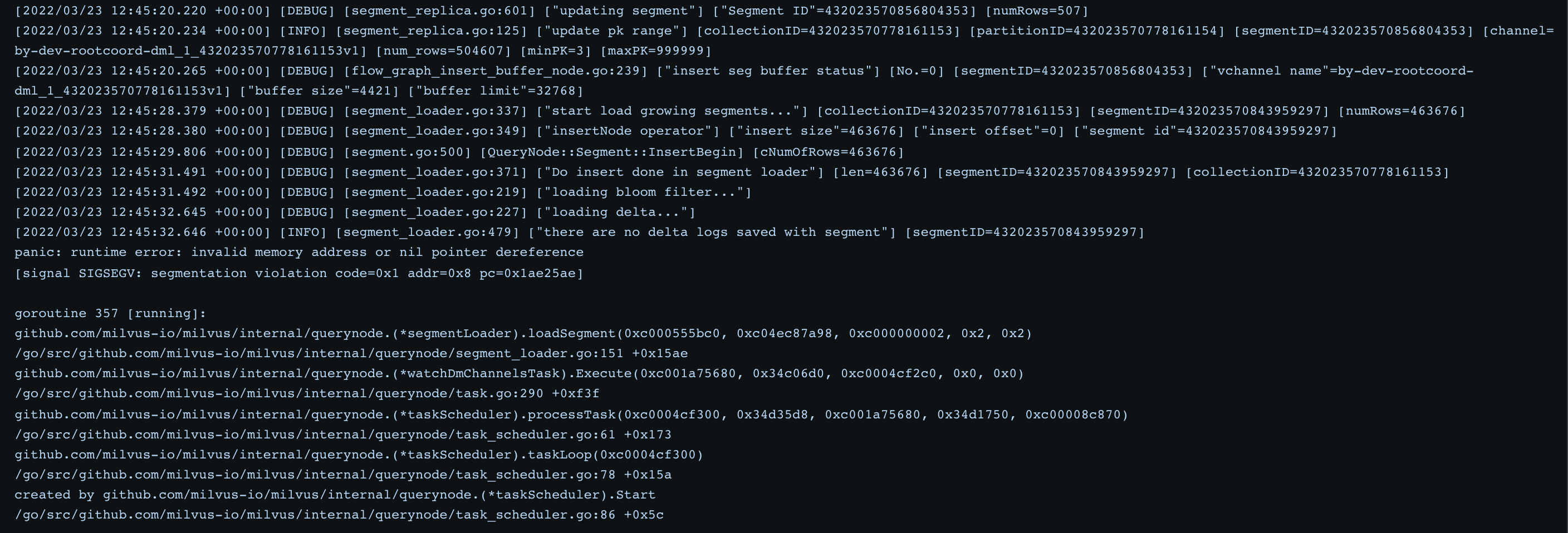 [Bug]: create index failed, goroutine invalid memory address · Issue #16167 · milvus-io/milvus ...