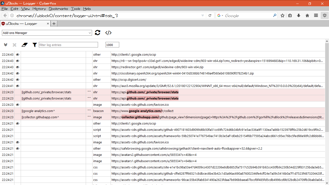 [uBO Legacy RC] Logger problem · Issue #3464 · gorhill/uBlock · GitHub