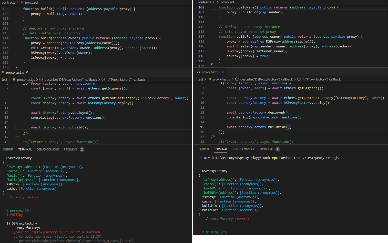 Functions named `build` and `execute` don't appear as expected in ethers js-object. · Issue ...