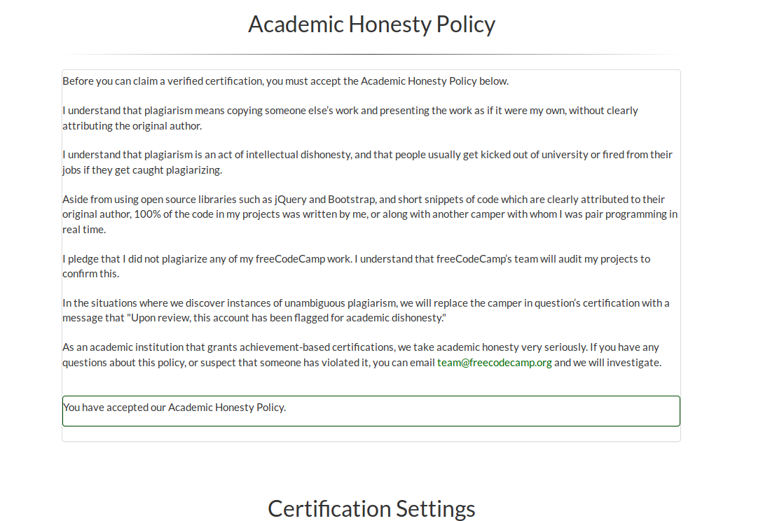 Academy Honesty Policy column should be removed from settings once accepted · Issue #18014 ...