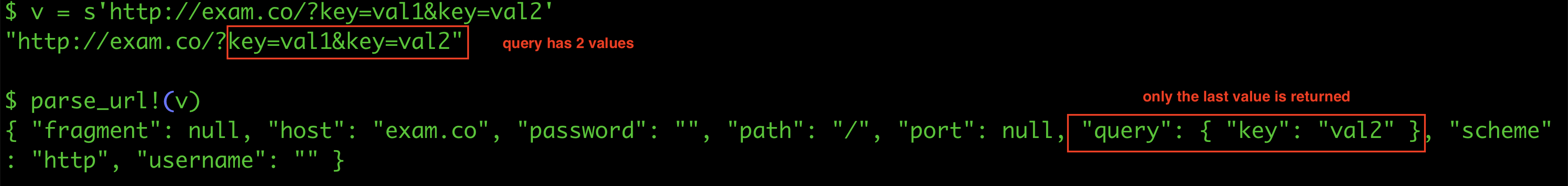 parse_url doesn't support duplicated query parameters · Issue #376 · vectordotdev/vrl · GitHub