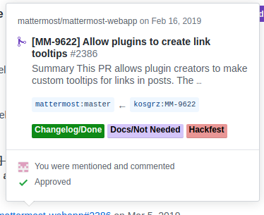 Add tooltip for pull request links · Issue #255 · mattermost/mattermost-plugin-github · GitHub