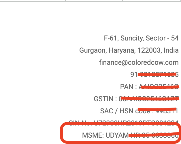 Add MSME number in our invoices · Issue #3292 · ColoredCow/portal · GitHub