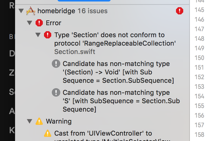 ERROR - Type 'Section' does not conform to protocol 'RangeReplaceableCollection' · Issue #1429 ...