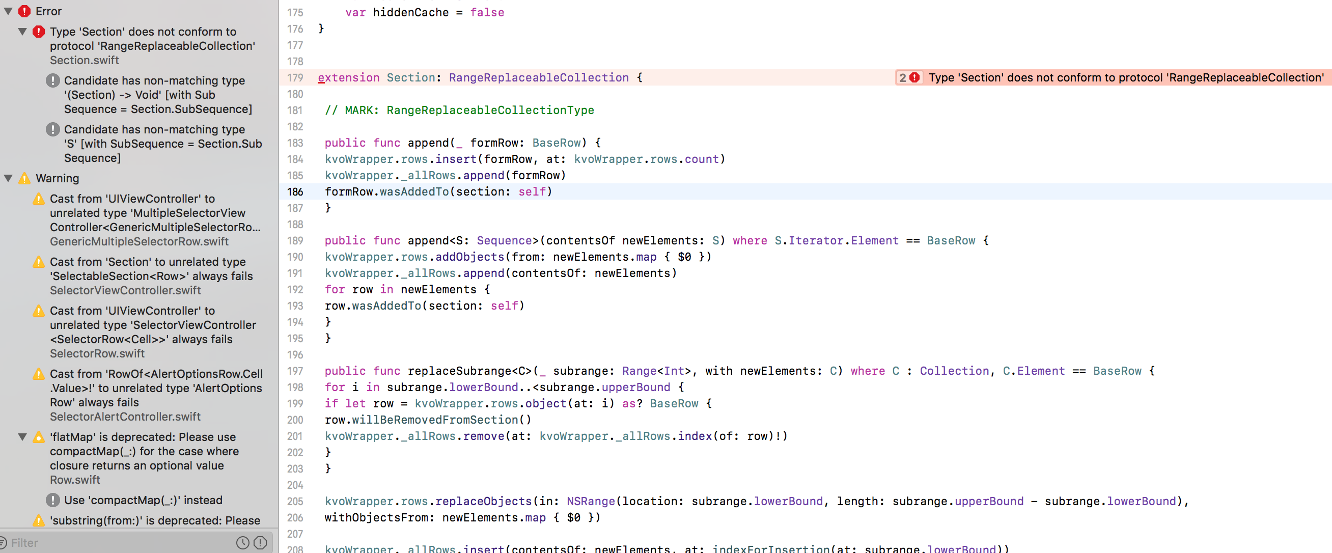 ERROR - Type 'Section' does not conform to protocol 'RangeReplaceableCollection' · Issue #1429 ...