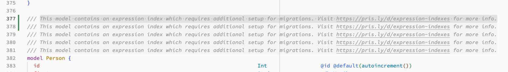 Duplicate Expression Index Comment Whenever Db Pull Is Run · Issue