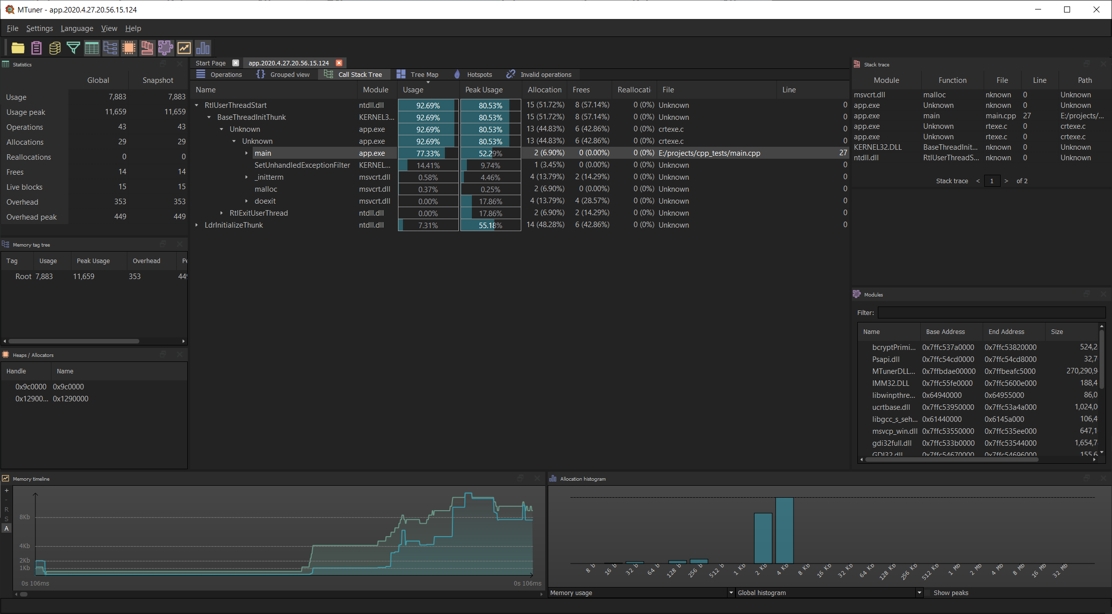 Symbols / Source code not showing in MinGW 64 application · Issue #55 · RudjiGames/MTuner · GitHub