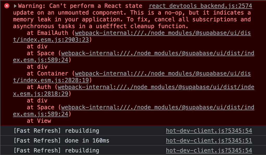 Error in the console when singing in with the Auth component. · Issue ...